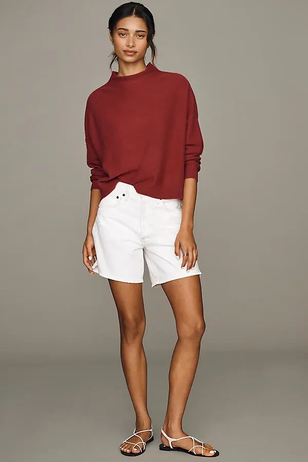 PILCRO Alani 100% Cashmere Mock-neck Sweater - Rhubarb