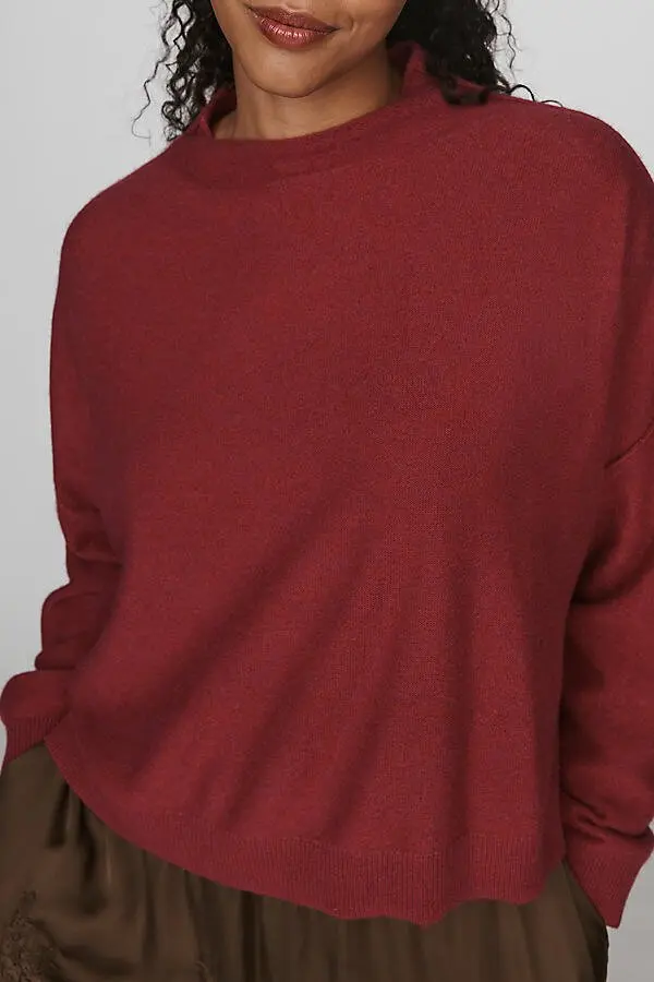 PILCRO Alani Cashmere Mock-neck Sweater - Rhubarb