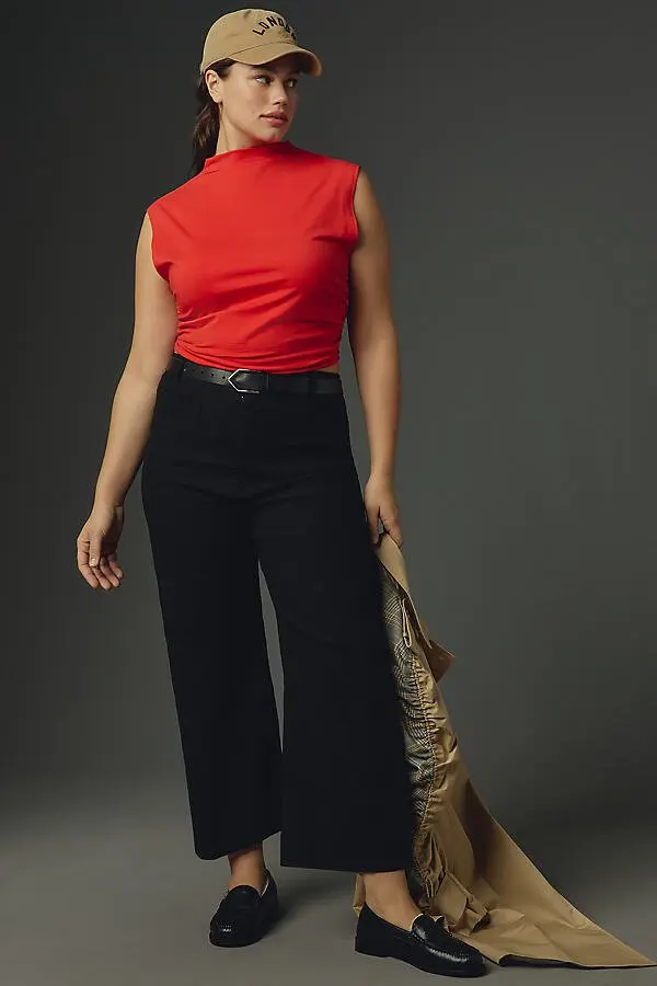 Maeve Colette High-rise Wide-leg Pants In Magic Fabric - Black