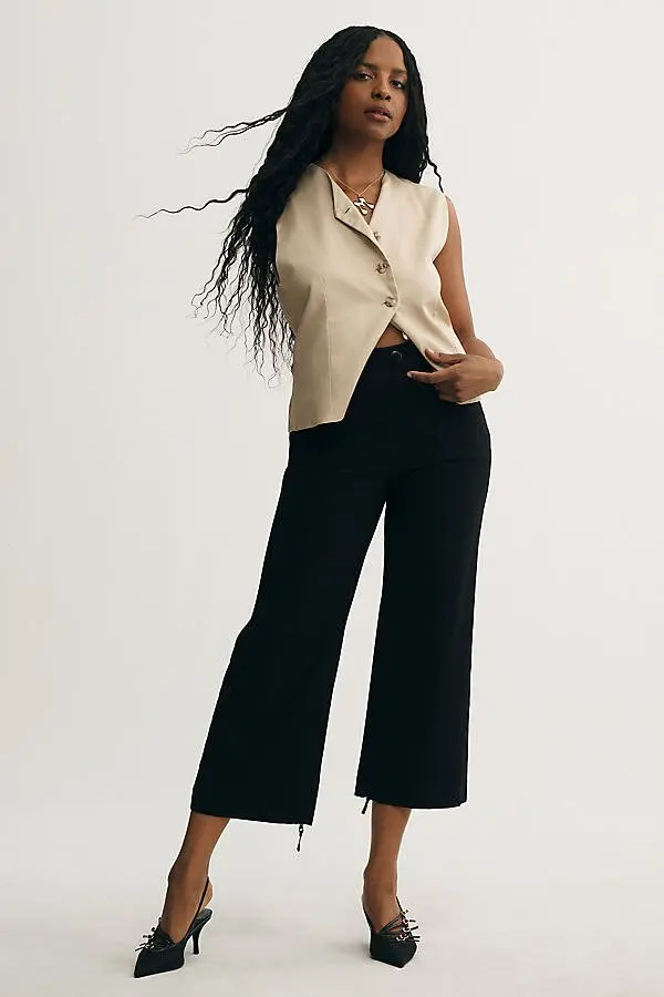 Maeve Colette High-rise Wide-leg Pants - Black
