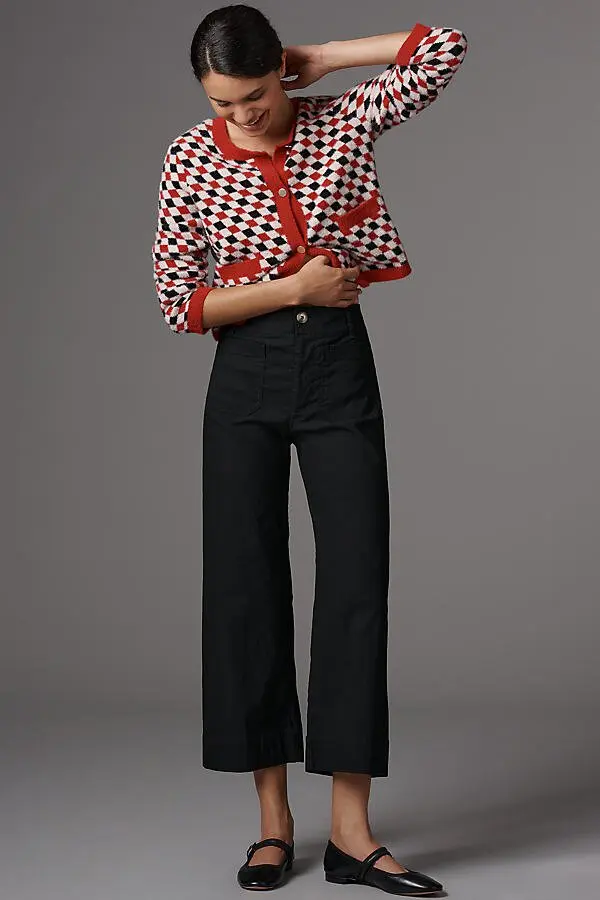 Maeve Colette High-rise Wide-leg Pants - Black