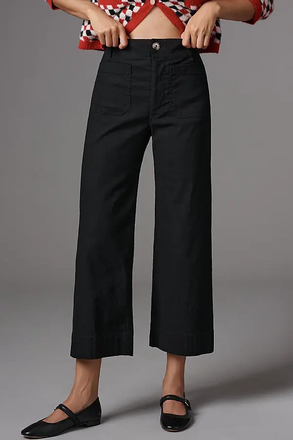 Maeve Colette High-rise Wide-leg Pants - Black