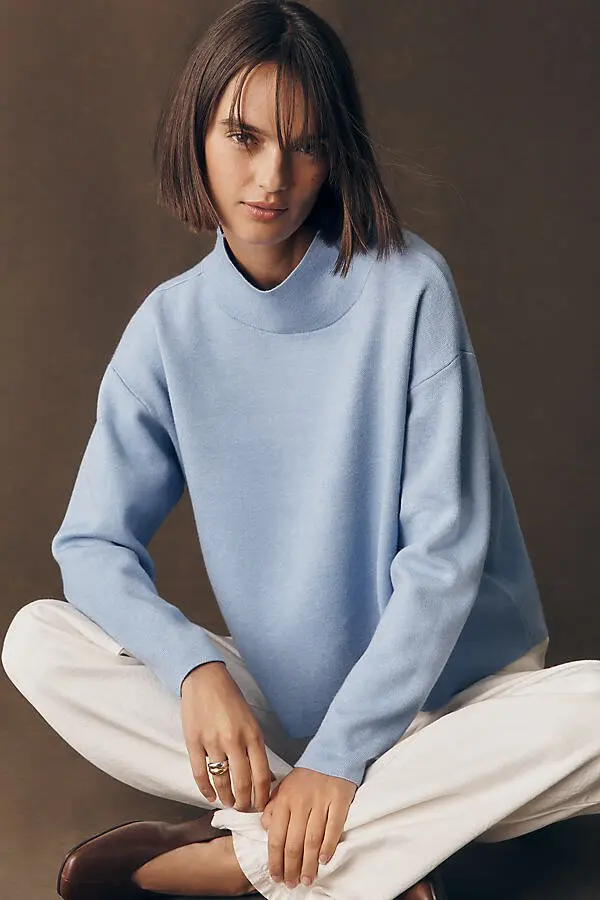 Maeve Carys Mock-neck Sweater - Chambray