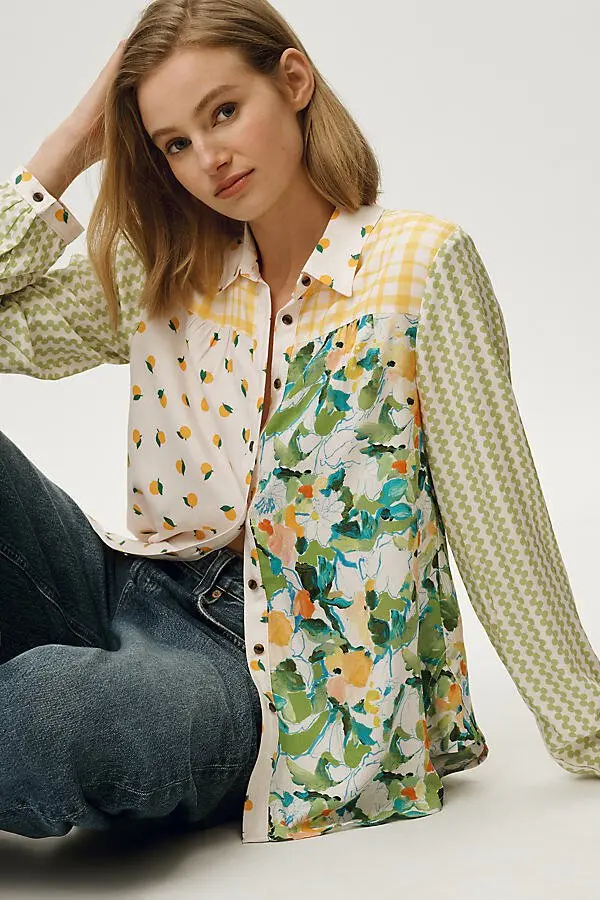 Maeve The Paz Buttondown Shirt - Light Yellow