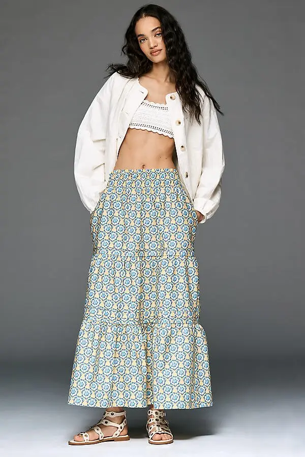 THE SOMERSET COLLECTION BY ANTHROPOLOGIE The Somerset Maxi Skirt - Yellow Ground