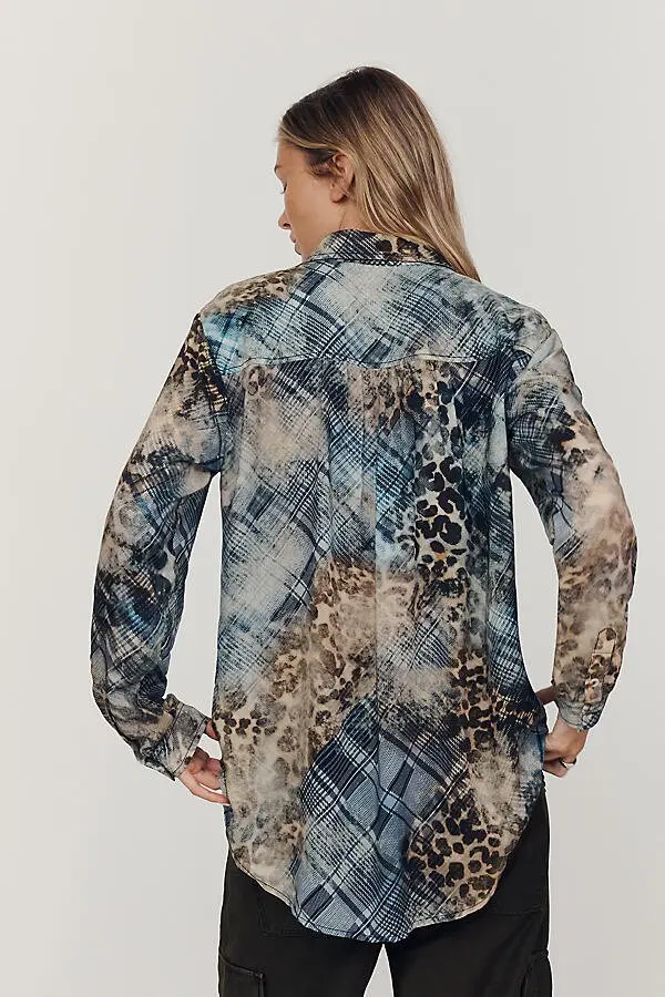 PILCRO Romy Relaxed Buttondown Shirt With Draping And Pockets