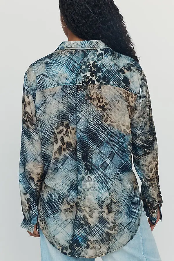 PILCRO Romy Relaxed Buttondown Shirt With Draping And Pockets