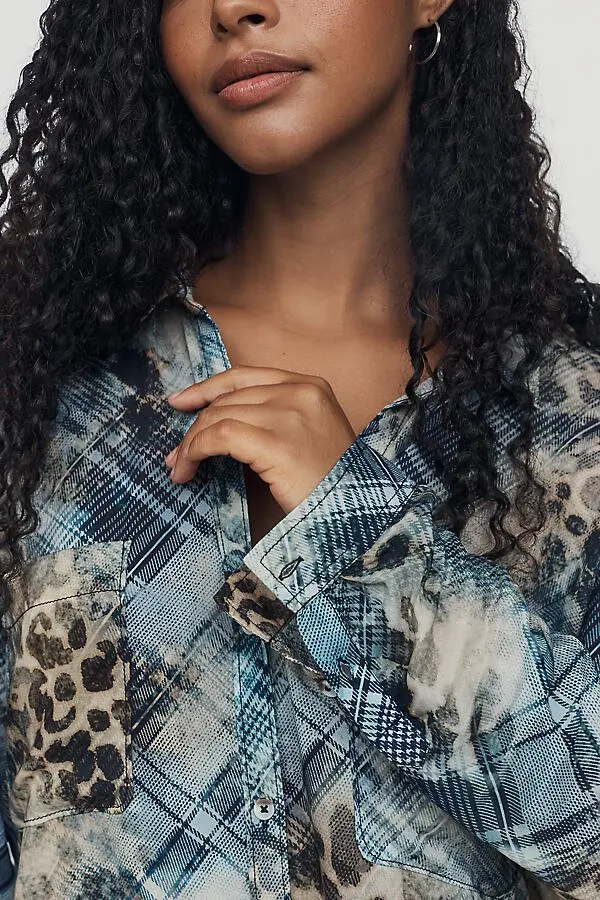 PILCRO Romy Relaxed Buttondown Shirt With Draping And Pockets