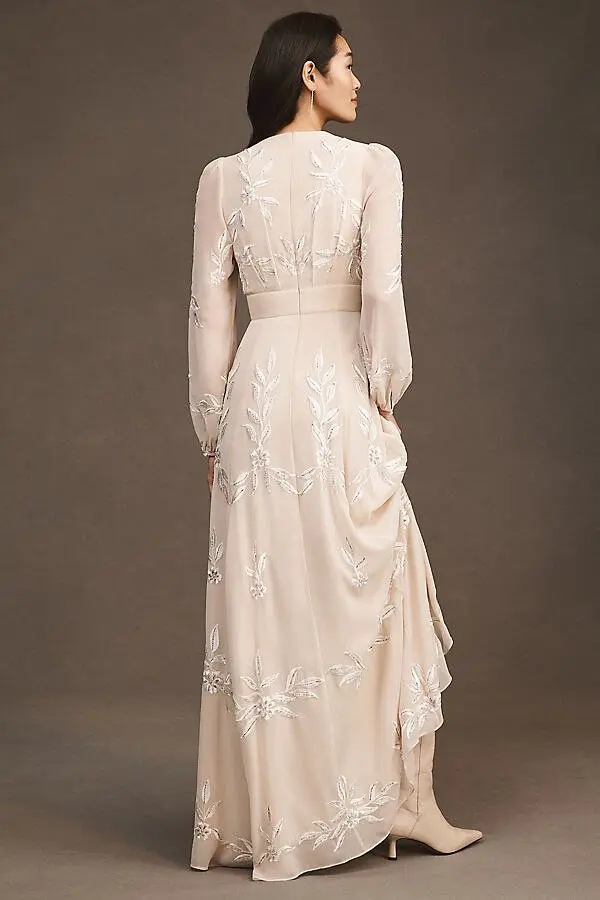 Bhldn Belize Embroidered A-line Gown - Champagne