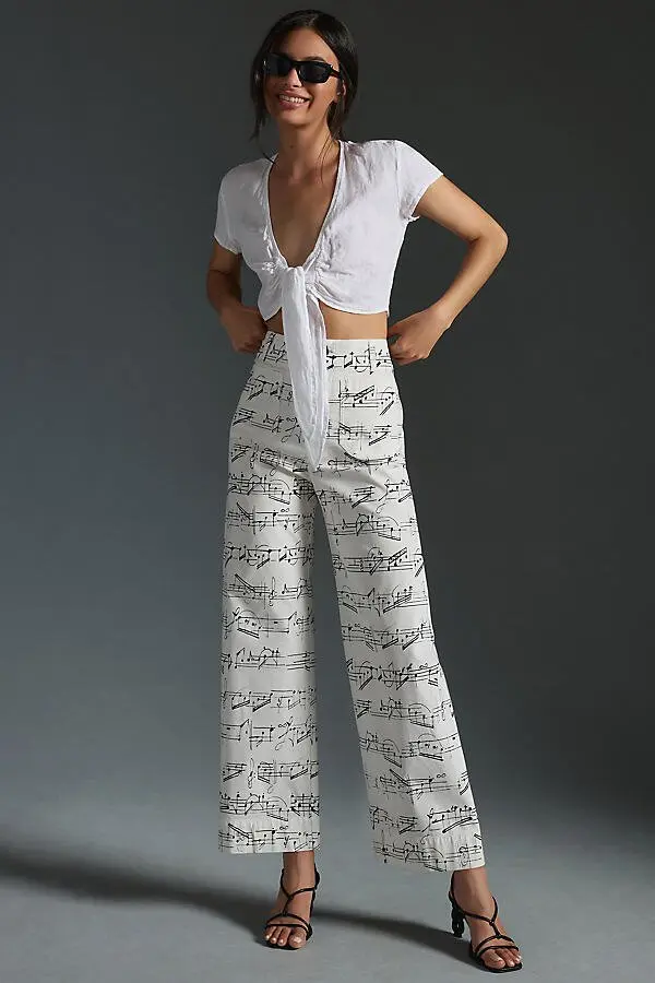 Maeve The Colette Magic Fabric Crop Wide-leg Pants - White