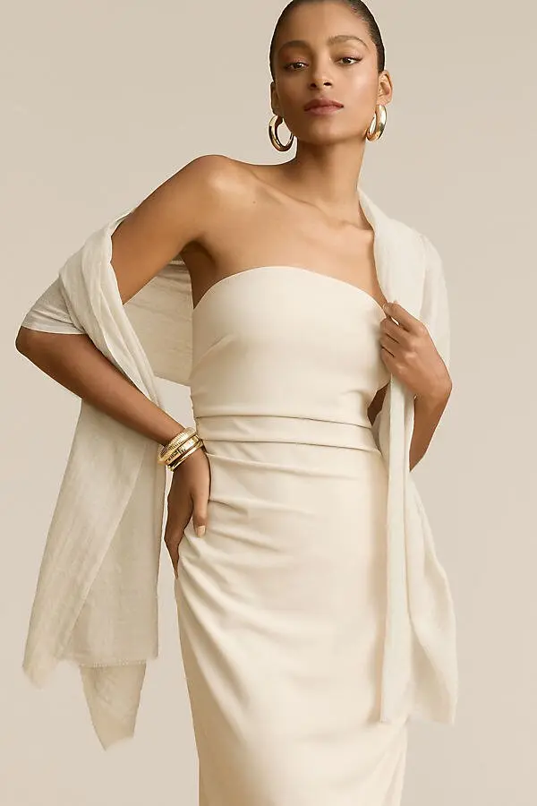 Bhldn Rue Semi-sheer Raw-edge Pashma Wrap - Beige