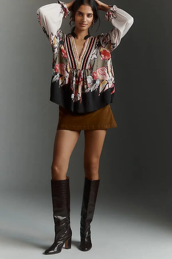 BL-NK Stephanie Long-sleeve Top - Pink Pattern