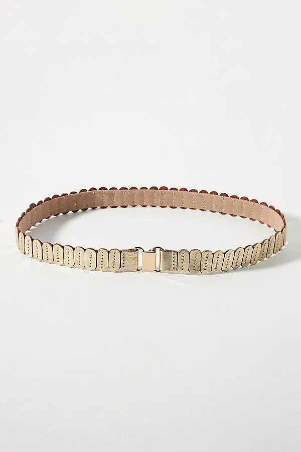 Anthropologie Tabitha Stretch Leather Belt - Pearl
