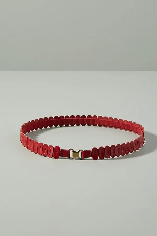 Anthropologie The Tabitha Leather Stretch Belt - Red
