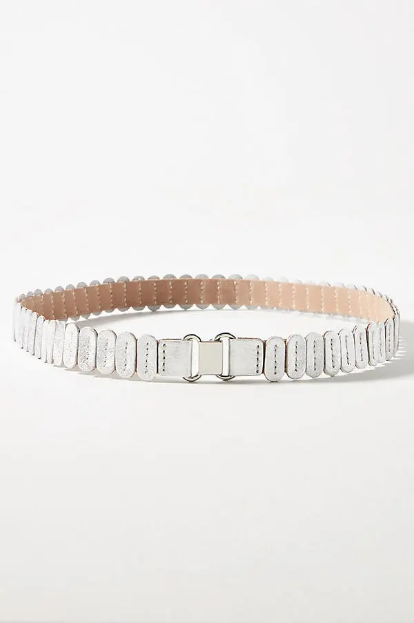 Anthropologie Tabitha Stretch Leather Belt - Silver