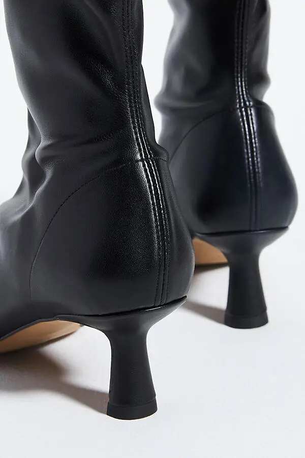 ANGEL ALARCON Pointed-toe Kitten-heel Boots - Black