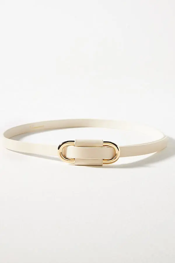 Anthropologie Blake Skinny Belt - Cream Leather/shiny Gold