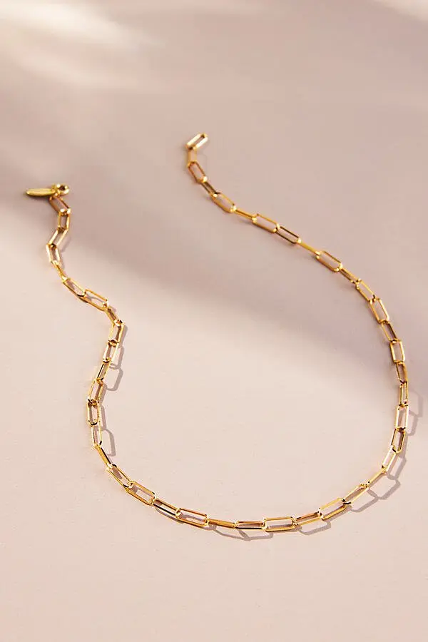 Anthropologie Delicate Paperclip Chain Necklace - Gold