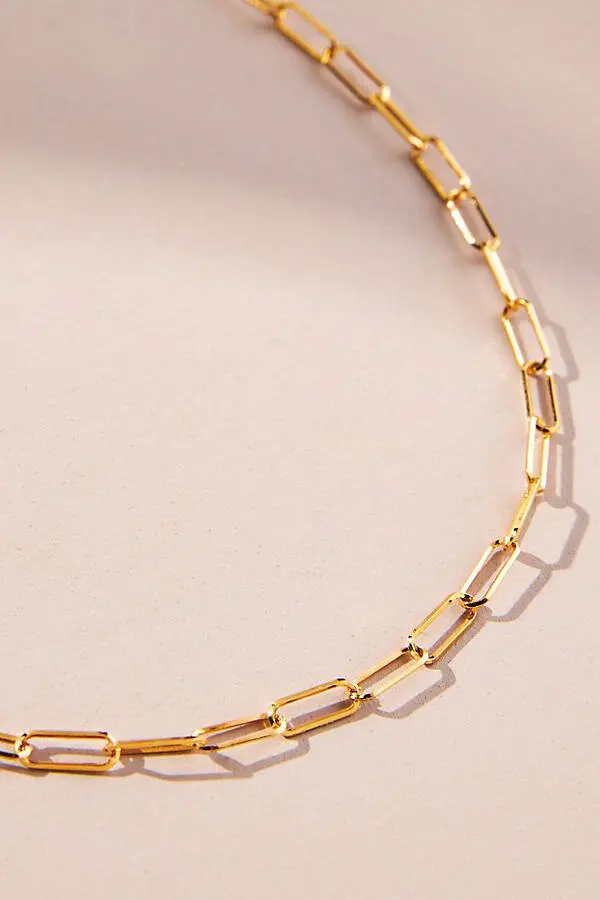 Anthropologie Delicate Paperclip Chain Necklace - Gold