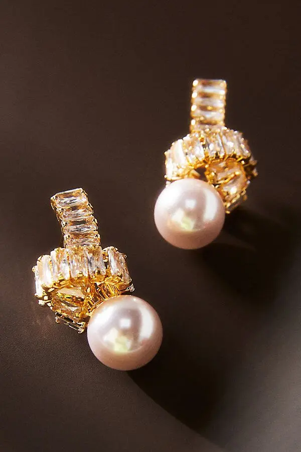 GEMELLI Pearl & Rhinestone Twist Earrings
