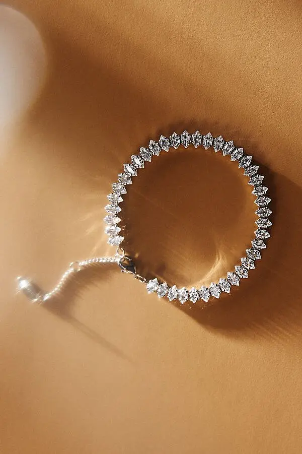 SEREFINA Pointed Oval Tennis Bracelet - Silver