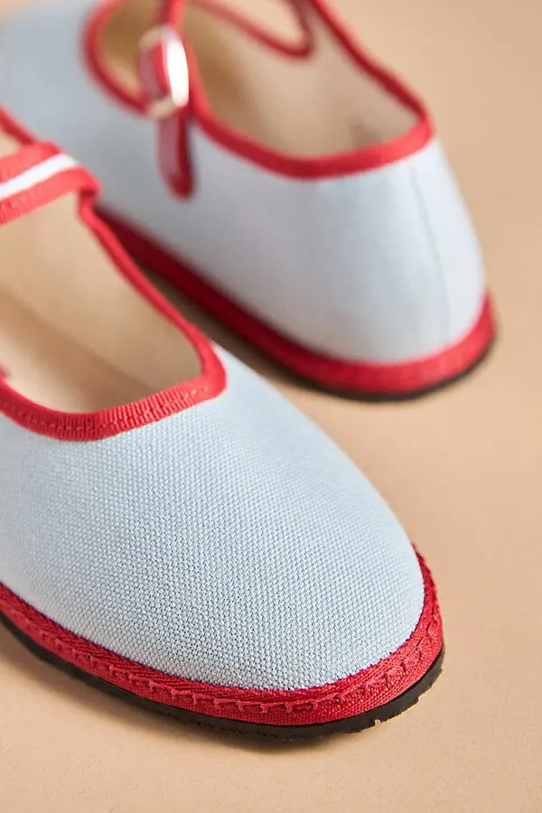 VIBI VENEZIA Mary Jane Flats - Light Blue/red