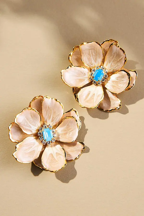 THE PINK REEF Handpainted Earrings - Beige