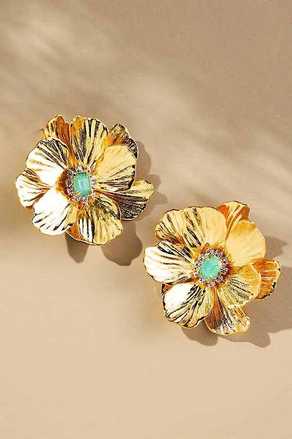 THE PINK REEF Handpainted Earrings - Gold