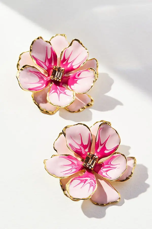 THE PINK REEF Handpainted Earrings - Peach