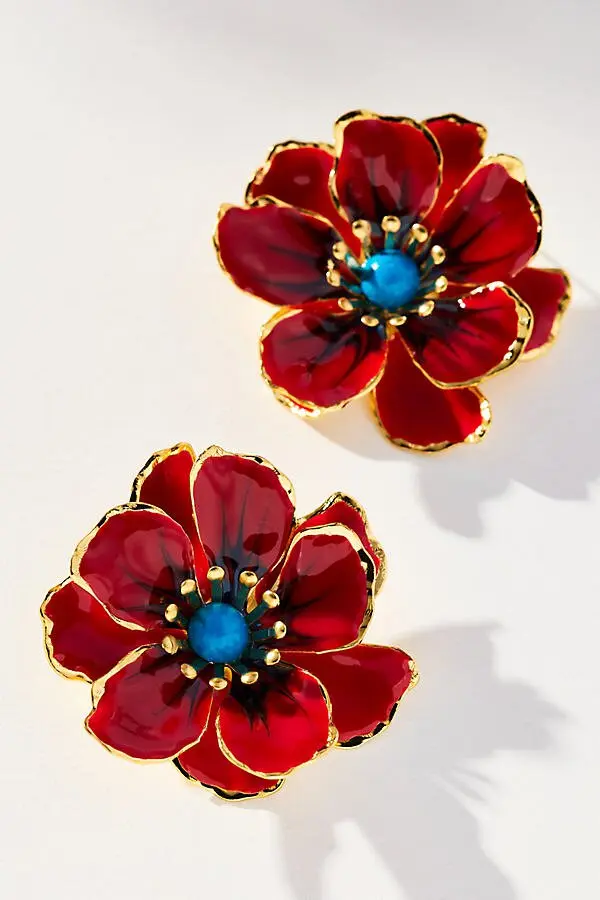 THE PINK REEF Handpainted Earrings - Ruby