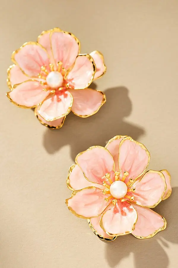 THE PINK REEF Handpainted Earrings - Salmon