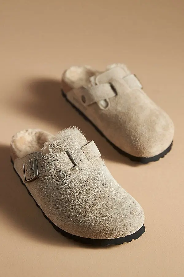 BIRKENSTOCK Boston Clogs - Taupe Suede/sandcastle Sh