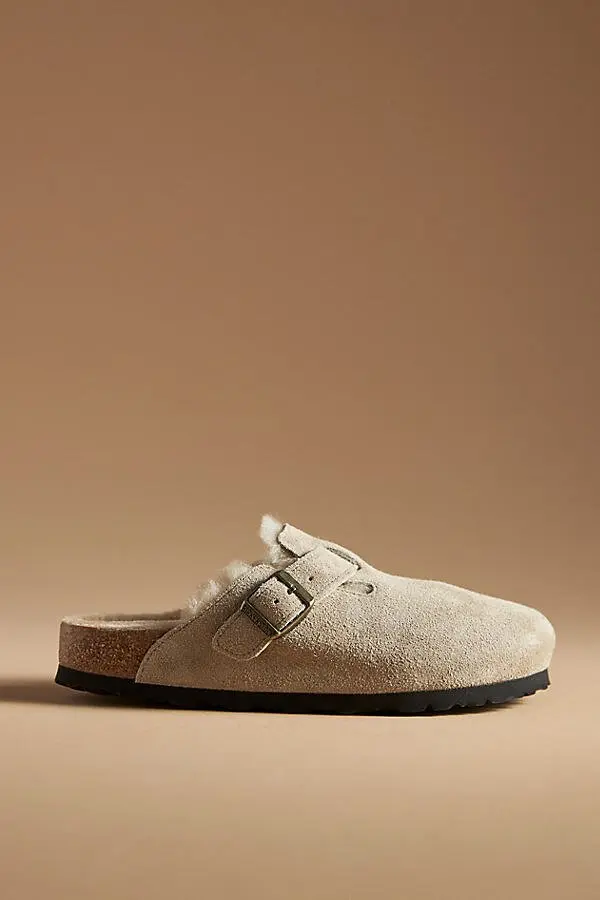 BIRKENSTOCK Boston Clogs - Taupe Suede/sandcastle Sh