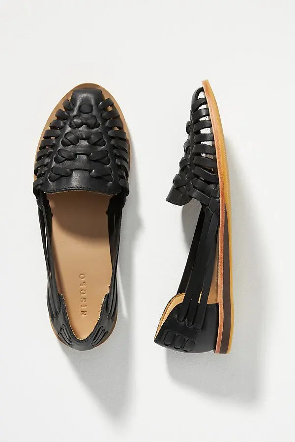 Anthropologie Nisolo Woven Leather Sandals - Black