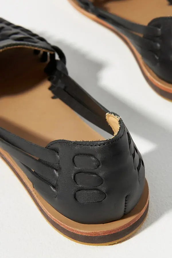 Anthropologie Nisolo Woven Leather Sandals - Black