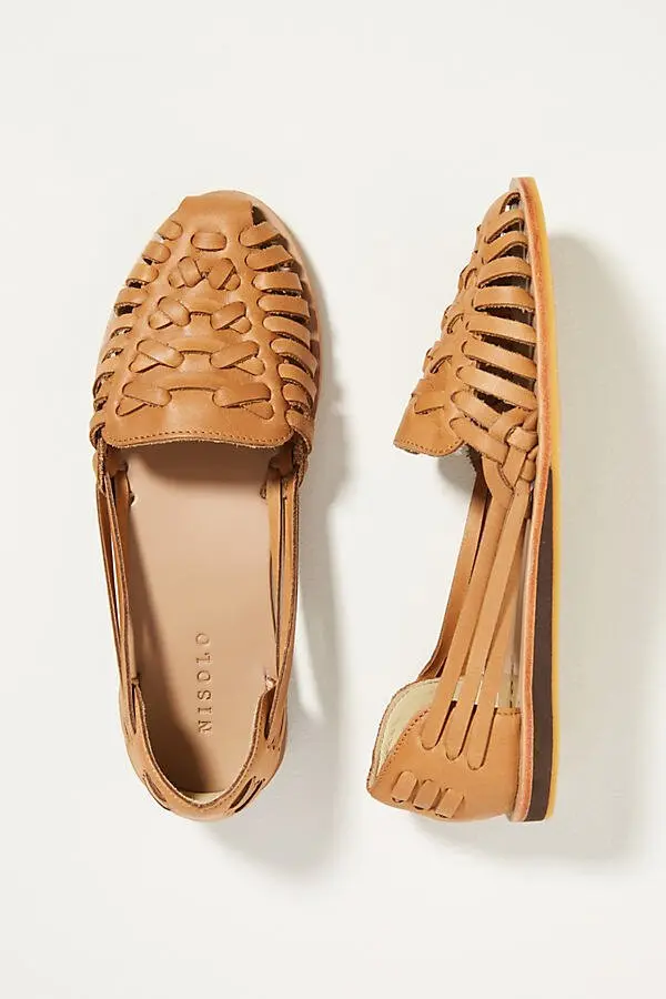 Anthropologie Nisolo Woven Leather Sandals - Yellow
