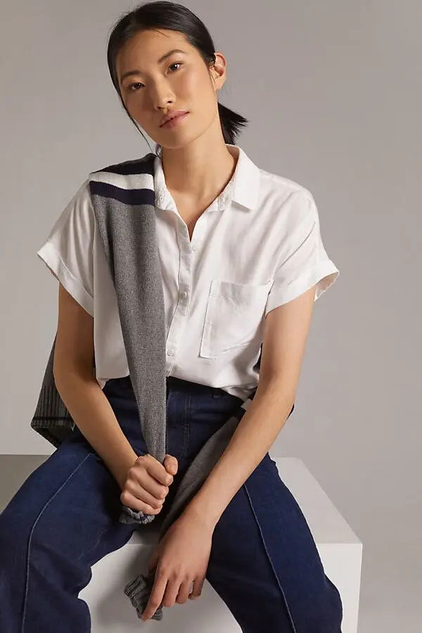 CLOTH & STONE Breezy Buttondown Blouse - White