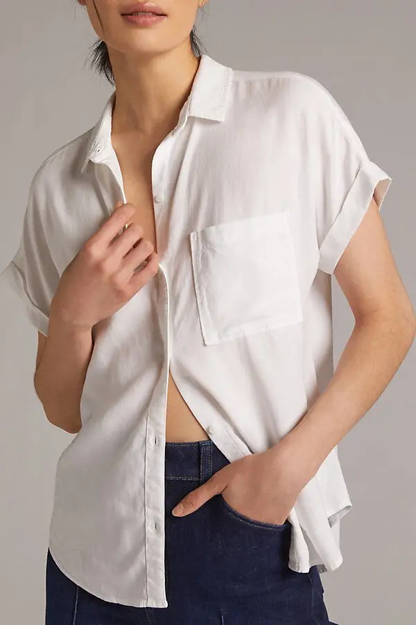 CLOTH & STONE Breezy Buttondown Blouse - White