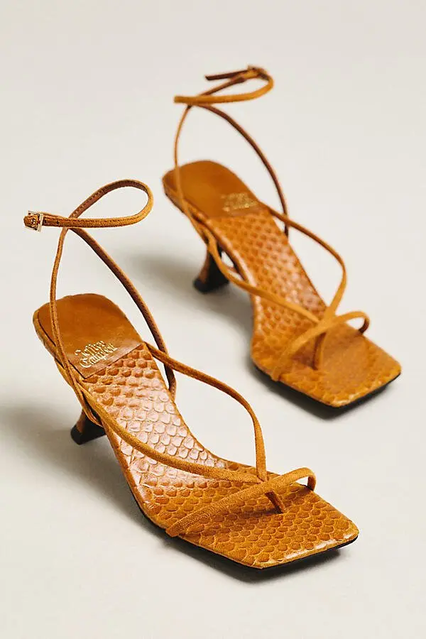 Jeffrey Campbell Fluxx Kitten Heels - Mustard Snake Combo