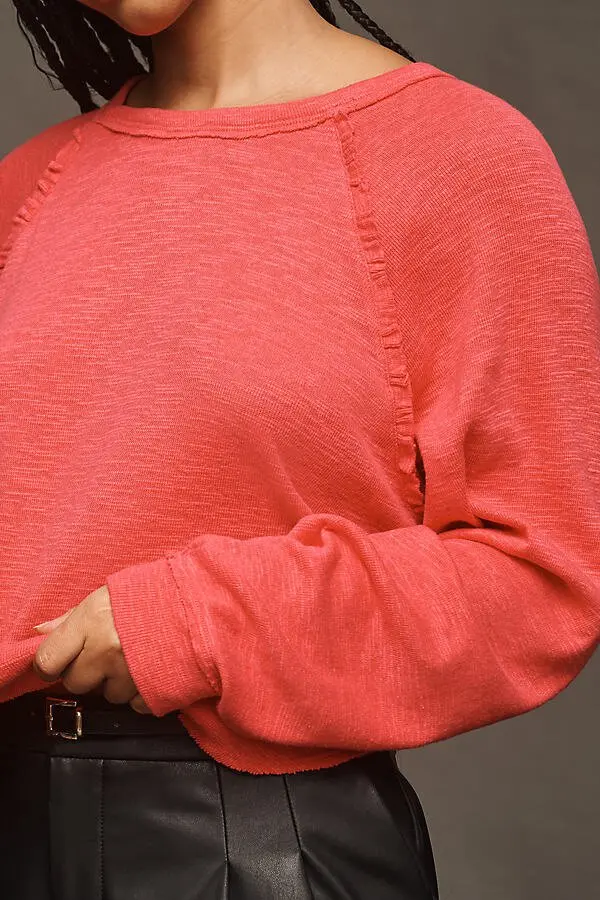 PILCRO Ruffled Raglan Thermal Top