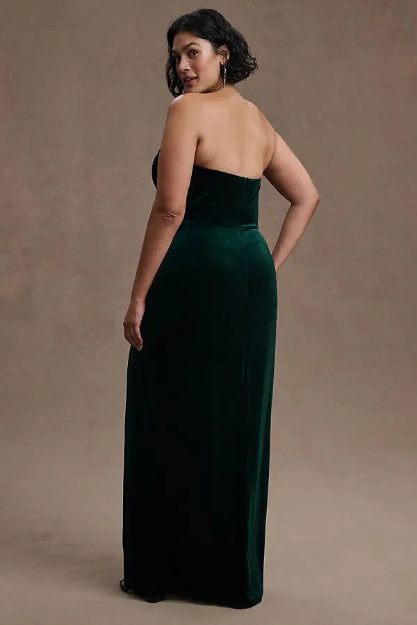 Anthropologie Jenny Yoo Cassandra Strapless Velvet Gown In Green - 31% Off  | Editorialist