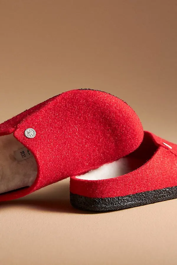 BIRKENSTOCK Zermatt Wool Felt Shearling Clogs - Active Red