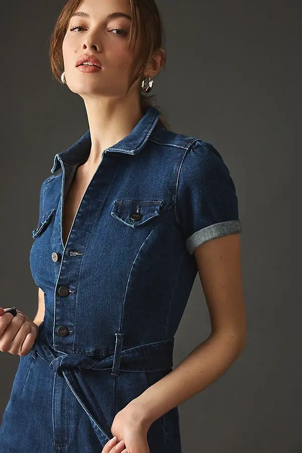 Paige Anessa Denim Jumpsuit With Belt - Jilena