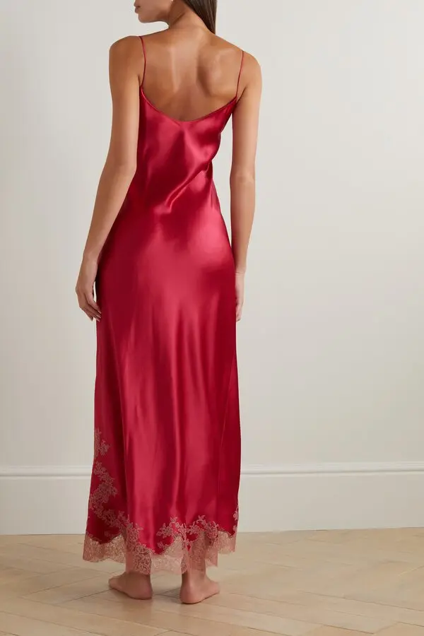Carine Gilson Lace-trimmed Silk-satin Nightdress