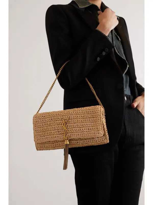 Saint Laurent Kate Raffia Baguette