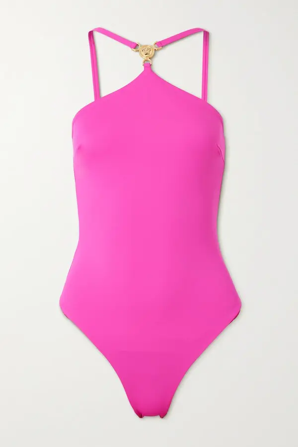 Versace Embellished One Piece Swimsuit - Pink