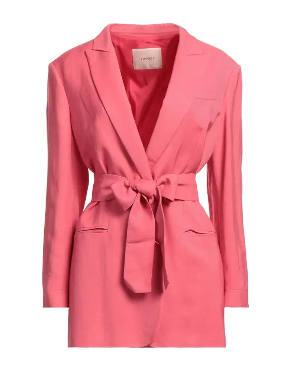 TWINSET Belted Single-breasted Blazer - Coral