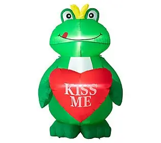 GLITZHOME 6' Kiss Me Led Lighted Valentine's In Flatable Frog - One-color