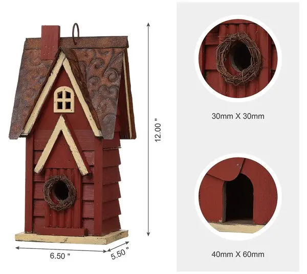 GLITZHOME French Countryside Challet Garden Bir Dhouse