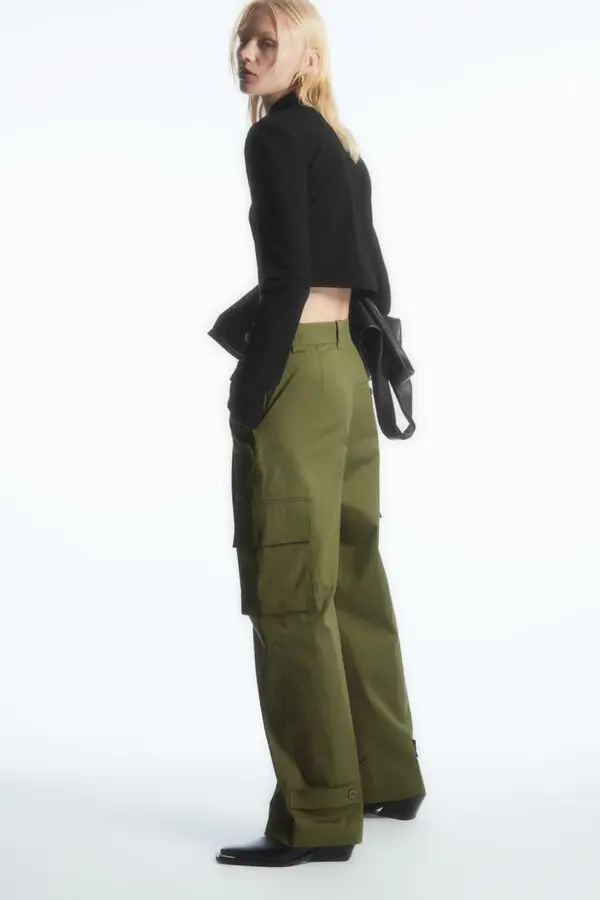 Cos High-Waisted Wide-Leg Cargo Pants In Green - 50% Off